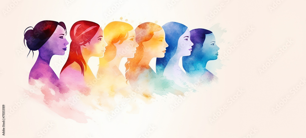 Abstract colorful art watercolor painting depicts International Women's ...