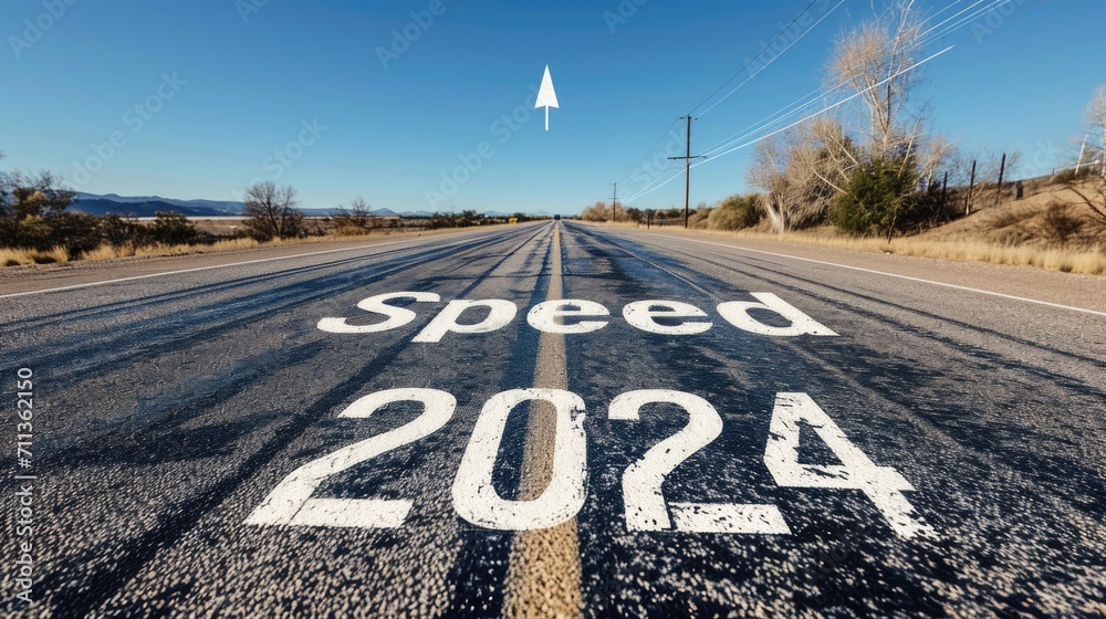 New Year 2024 concept, the beginning of success. The text "2024" and ...