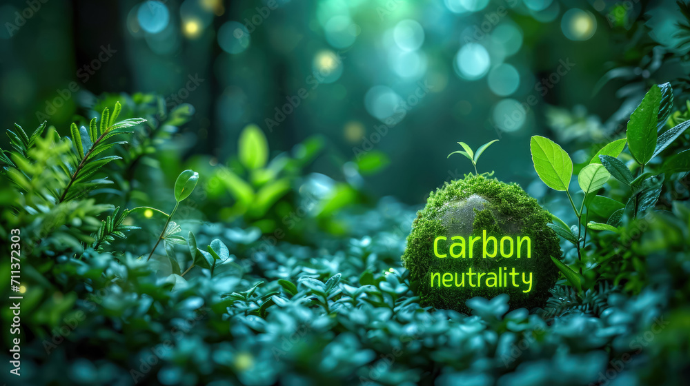 Carbon natural forest with earth, Net zero greenhouse gas emissions ...