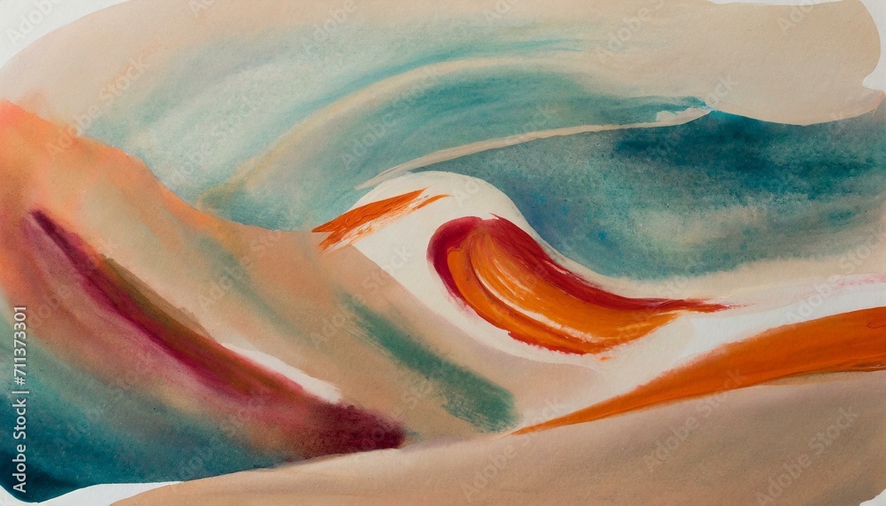 a contemporary abstract watercolor artwork inspired by the curves and ...