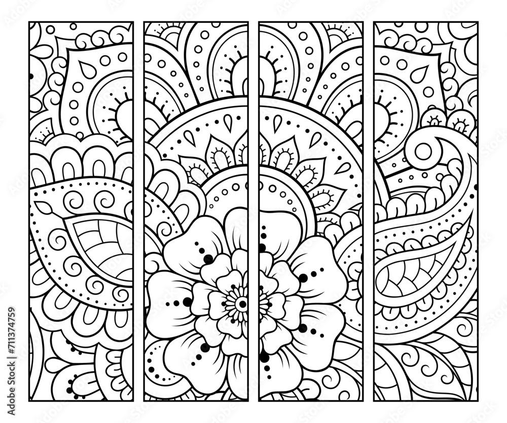 Printable bookmark for book - coloring. Set of black and white labels ...