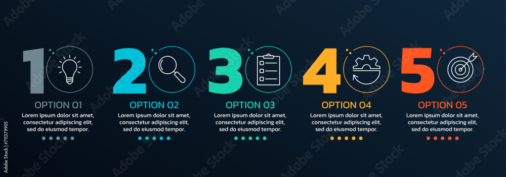 5 step, option infographic template. Process diagram, business ...