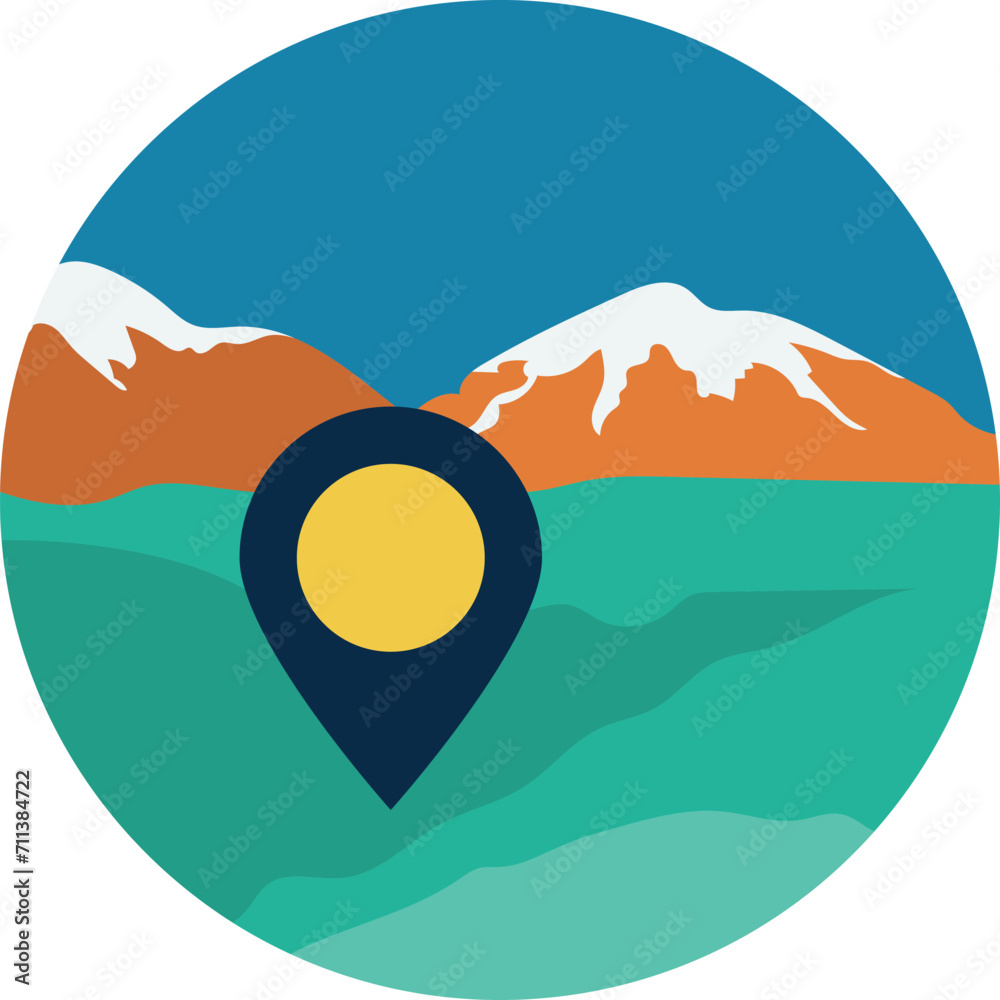 illustration of a mountain landscape. maps and navigation icon design ...