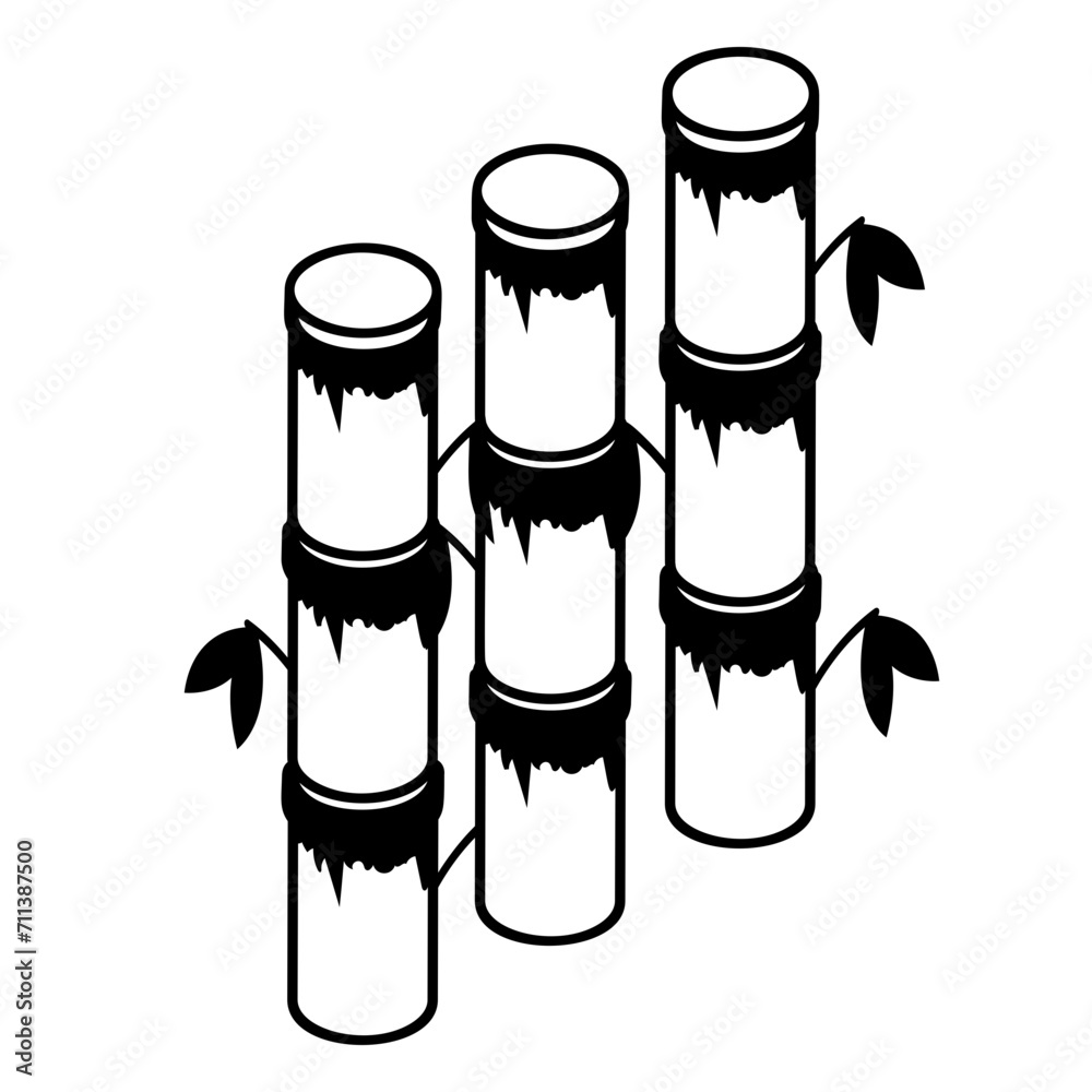 Bamboo isometric Concept, Leafy Plant Vector Icon Design, Traditional ...