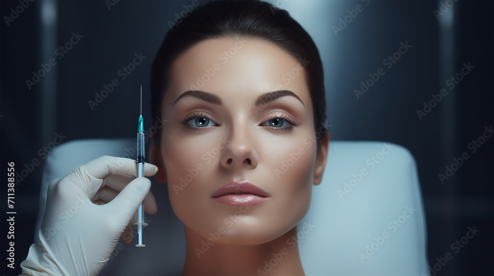 Beautiful Woman Face Doing Botox Aesthetic Treatments Stock Photo ...