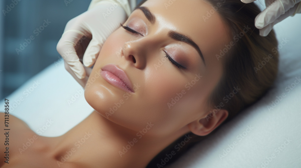 Beautiful Woman Face Doing Botox Aesthetic Treatments Stock Photo ...