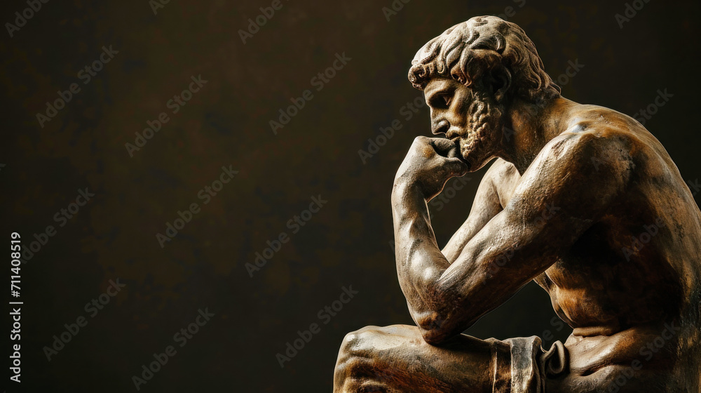 Portrait of a gentle and flawless thinking stoic marble statue. Perfect ...