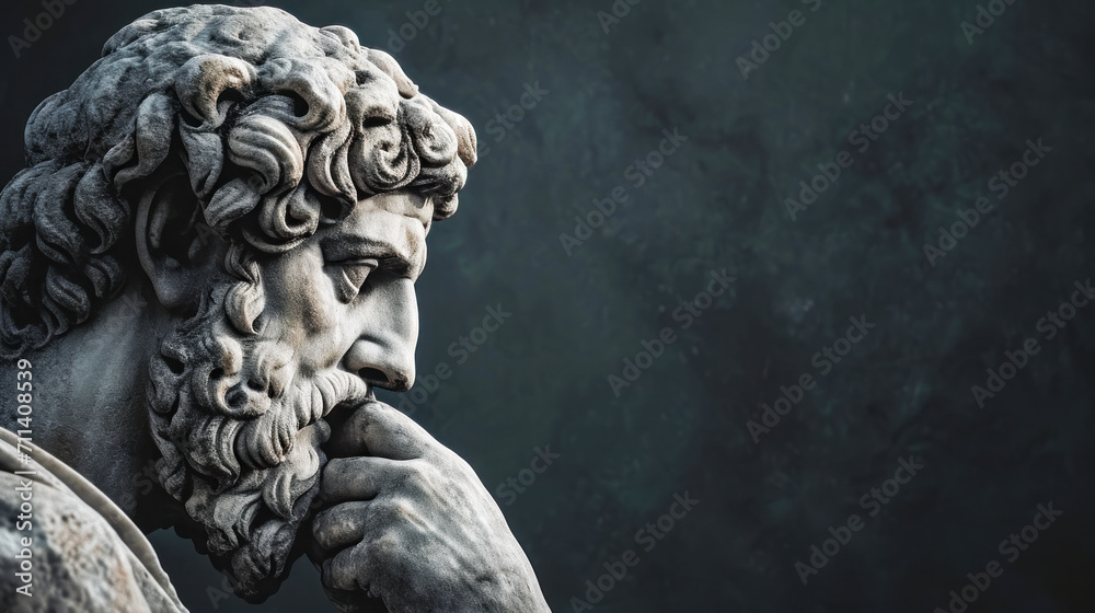 Portrait of a gentle and flawless thinking stoic marble statue. Perfect ...