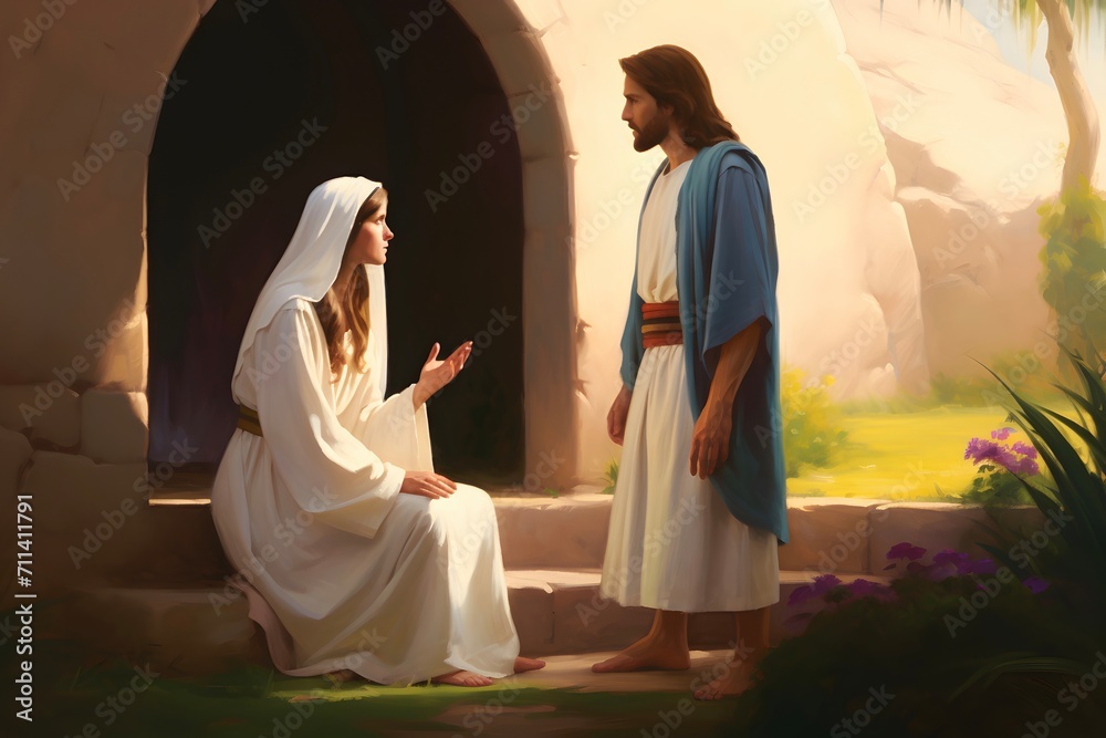 Jesus Christ appearing to Mary Magdalene at empty tomb after ...