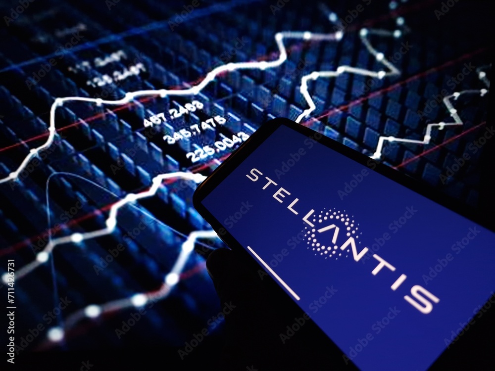 Konskie, Poland - January 16, 2024: Stellantis company logo displayed ...