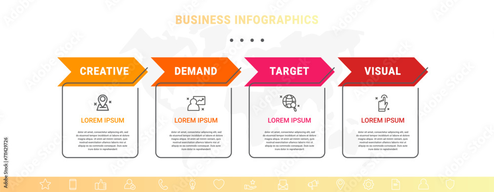 Vector concept of infographics with arrow business model for 4 ...