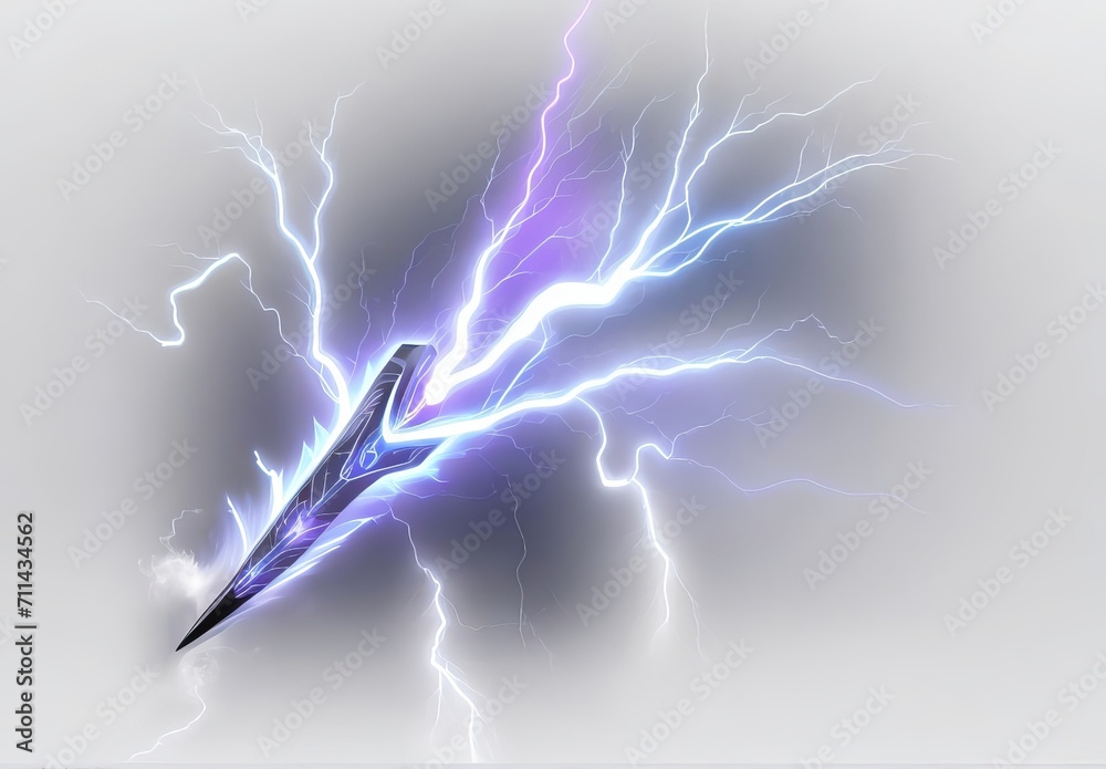 Realistic electric discharge, energy flow or lightning blast isolated ...
