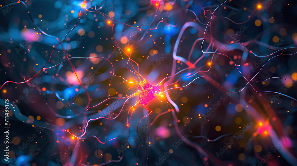 Synaptic Spark: An abstract background that visualizes the firing of synapses in the brain, with ...