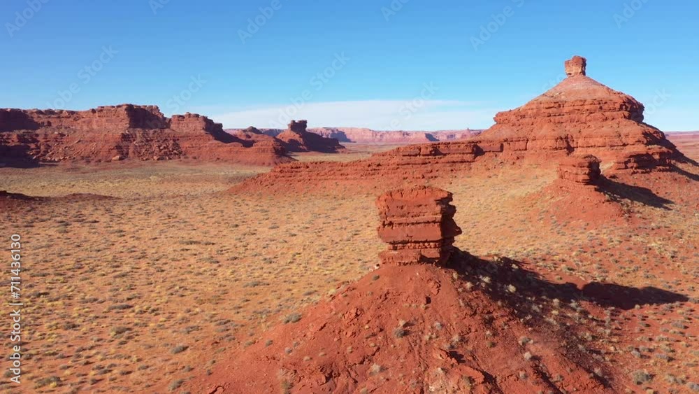 Red rocks butte towers of brick canyon formation crumbling from erosion ...