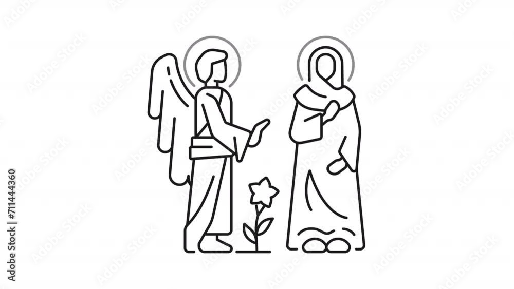 Annunciation line animation. Holy Mary and Angel Gabriel animated icon ...