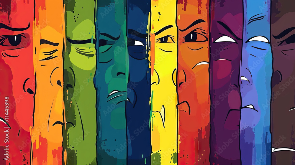 Emotional Spectrum: A Vector Background with Human Faces Displaying a ...