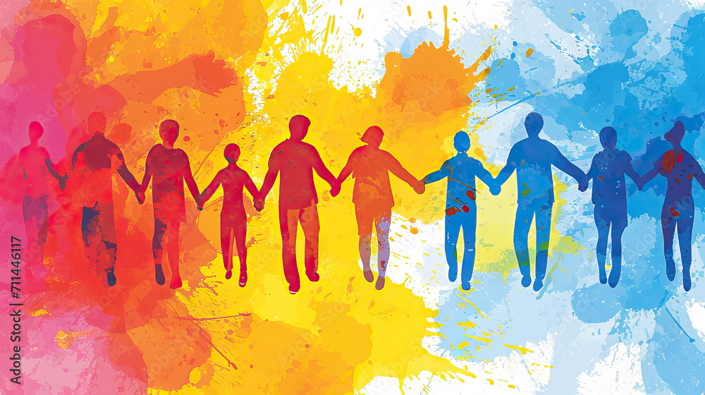 Human Unity: A Vector Background with Human Figures Joining Hands in ...