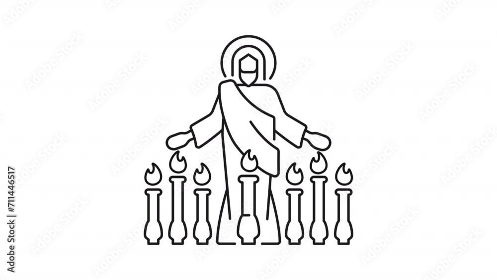 Book of revelation line animation. Jesus Christ and seven lampstands ...