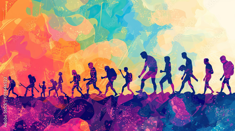 Human Evolution A Vector Background With A Timeline Of Human Evolution Illustrating The