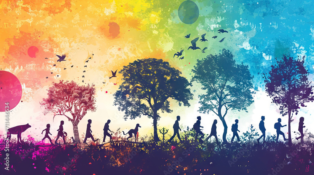 Human Evolution: A Vector Background with a Timeline of Human Evolution ...