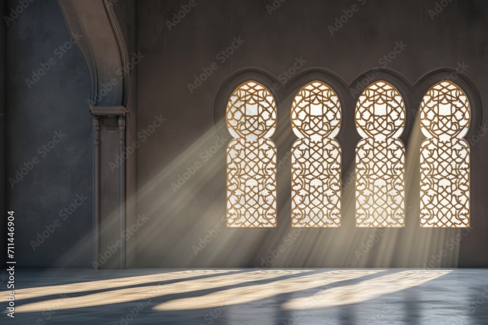 Islamic Background Window Shadow With Array Light Stock Photo | Adobe Stock