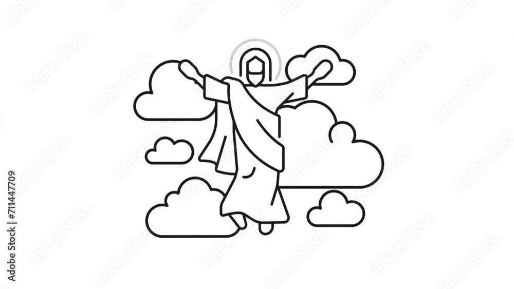 Ascension line animation. Jesus Christ animated icon. Ascent of Jesus ...
