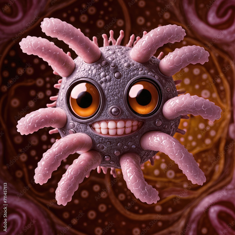 Microscopic nano tech virus like robotic organism with chomping teeth ...