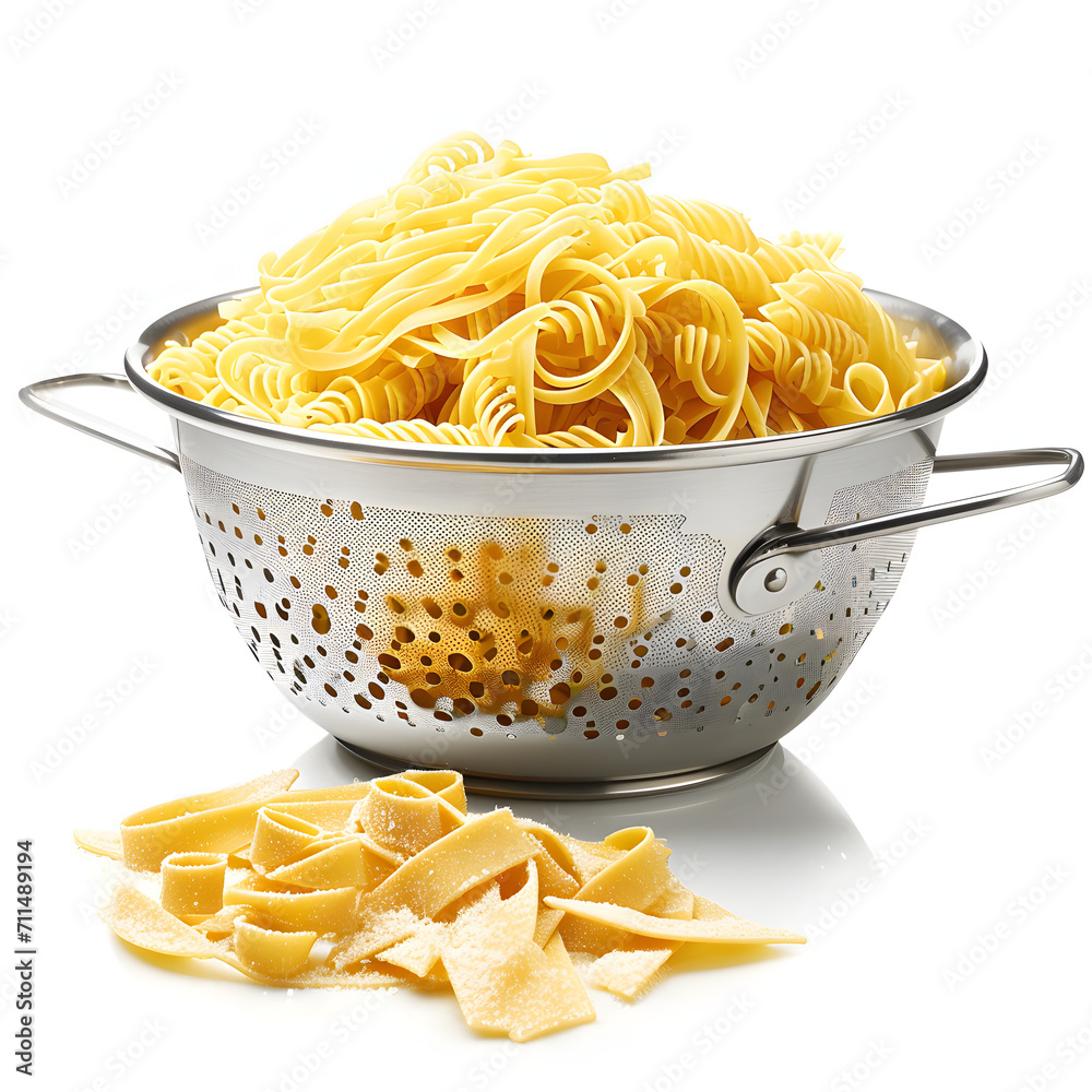Strainer and pasta isolated on white background, png Stock Illustration ...