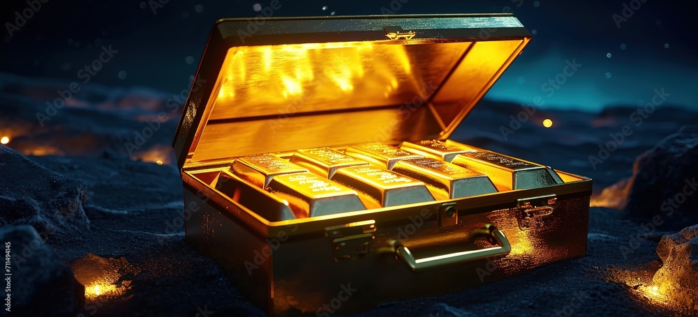 Secure Wealth: A look at a vault filled with gold bars and coins ...
