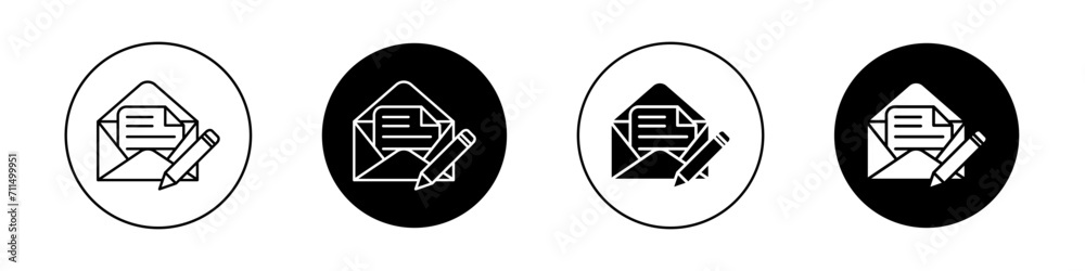 Message writing icon set. Notepad message writing form vector symbol in ...