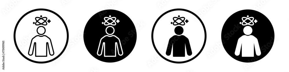 Dizziness icon set. Sick dizzy head vertigo vector symbol in a black ...