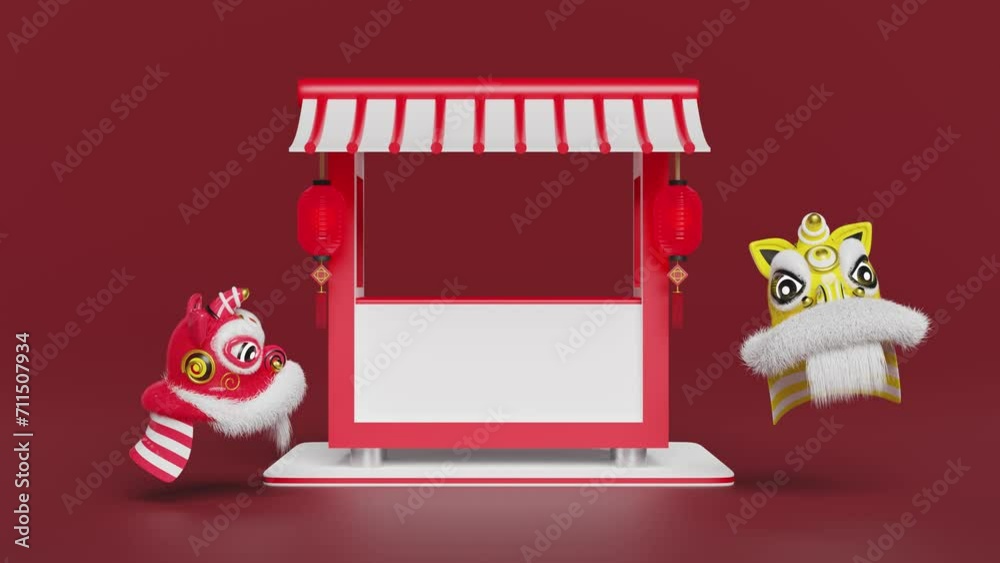 3d chinese style booth shop, empty retail store front, roof awning with ... 3d chinese style booth shop, empty retail store front, roof awning with ...