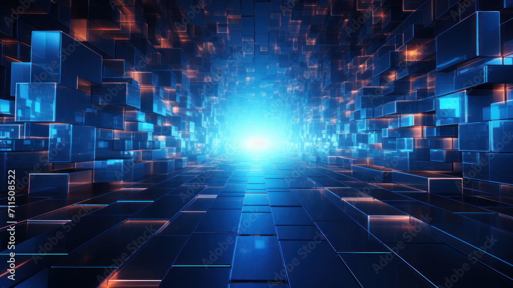 Digital virtual tunnel in cyberspace, database texture background ...