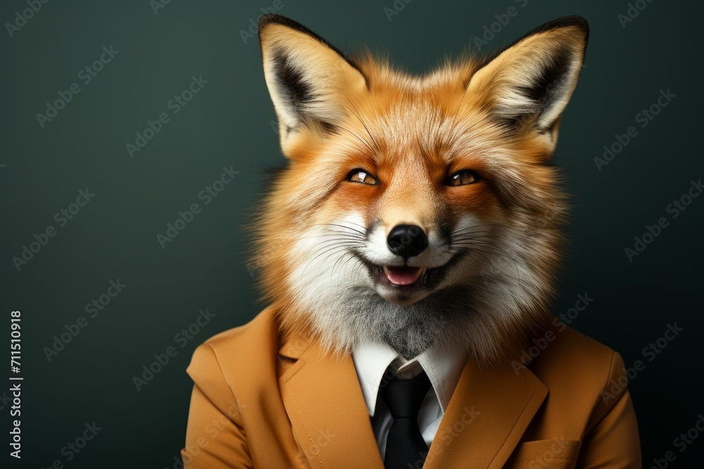 animal pet dog concept Anthromophic friendly red fox boss dog wearing ...