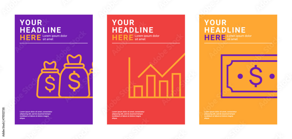 Vetor de Set of vector A4 size business covers with modern finance ...