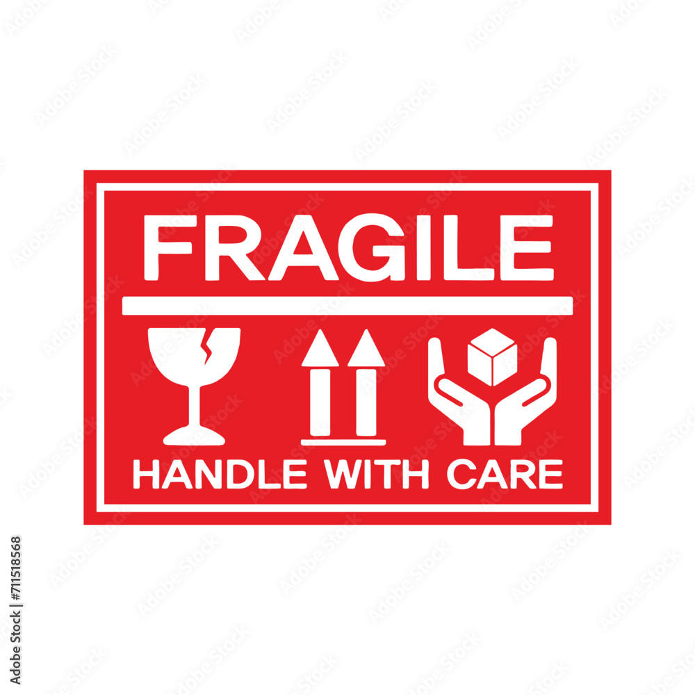 Fragile, Please handle with care, sticker label vector Stock Vector ...