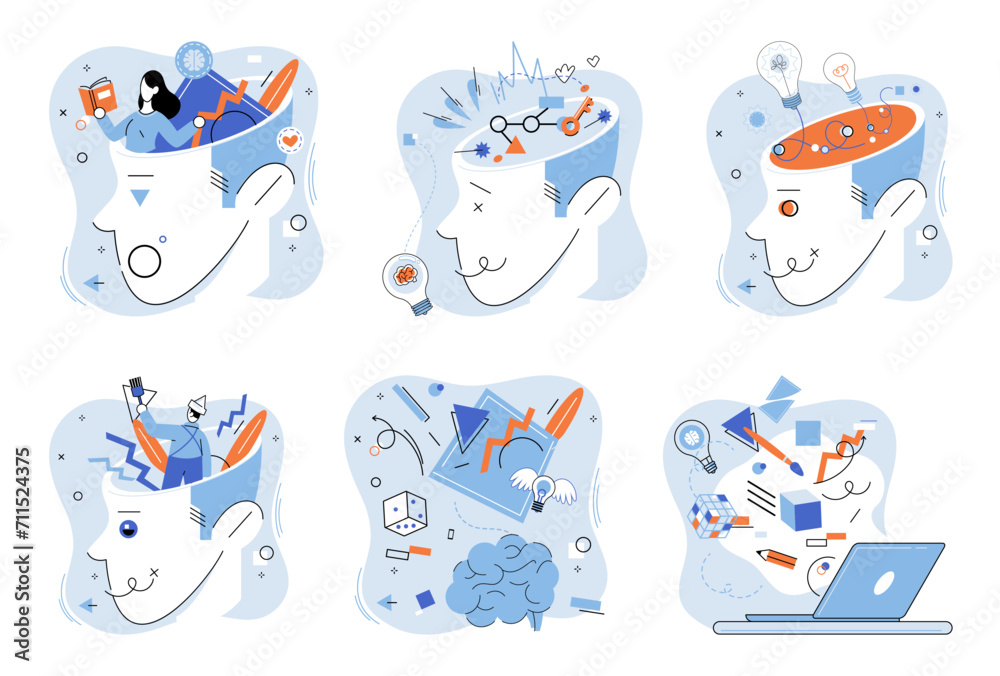 Abstract thinking. Vector illustration. Creative thinking is valuable ...