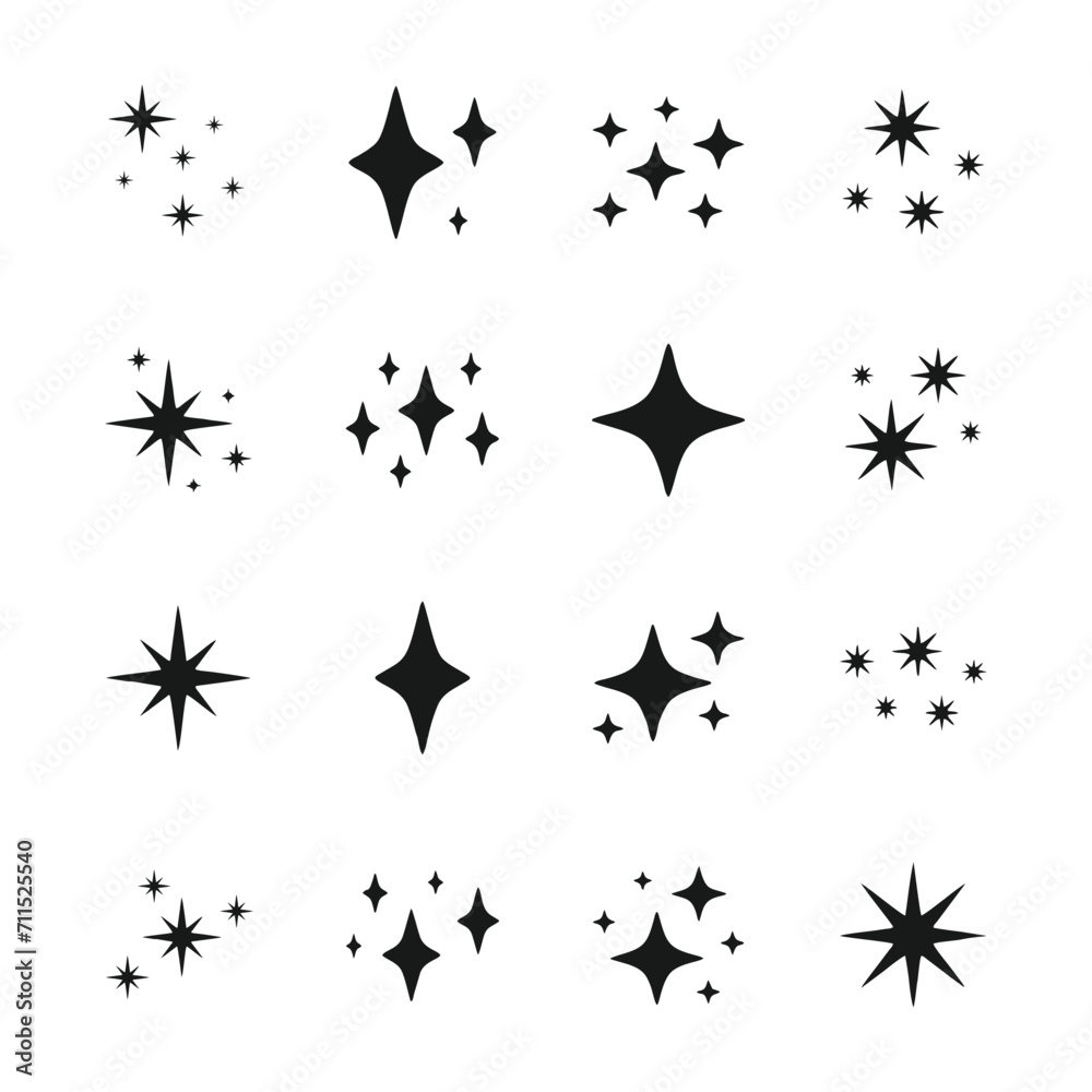Cool Sparkle Icons Collection. Shine Effect Sign Vector Design. Set of ...