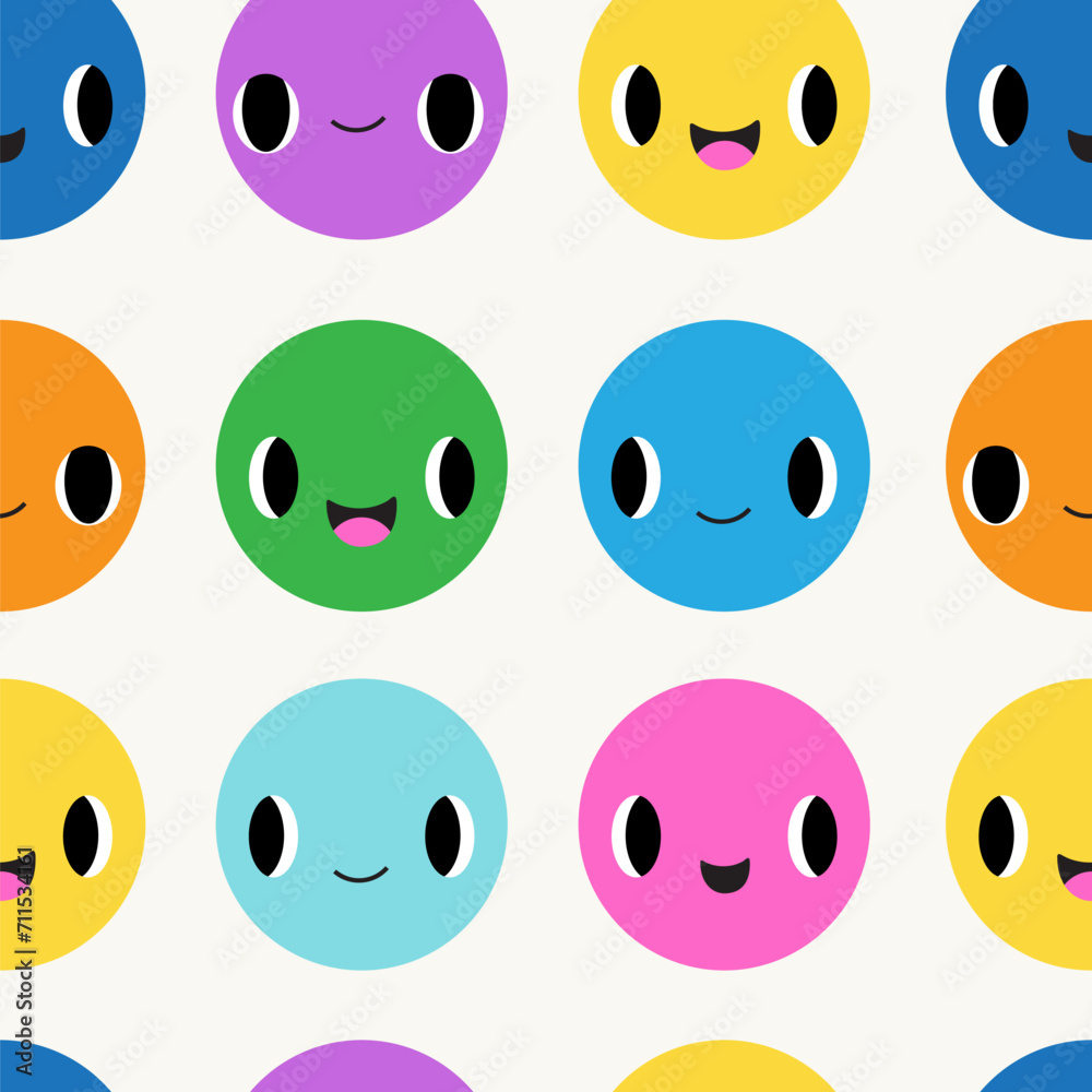 Funny geometry mosaic seamless pattern. Cute abstract shapes with ...