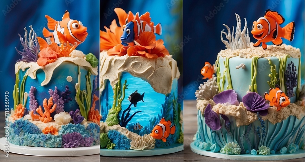 -"Craft visually stunning and ultra-realistic Nemo-themed cake images ...