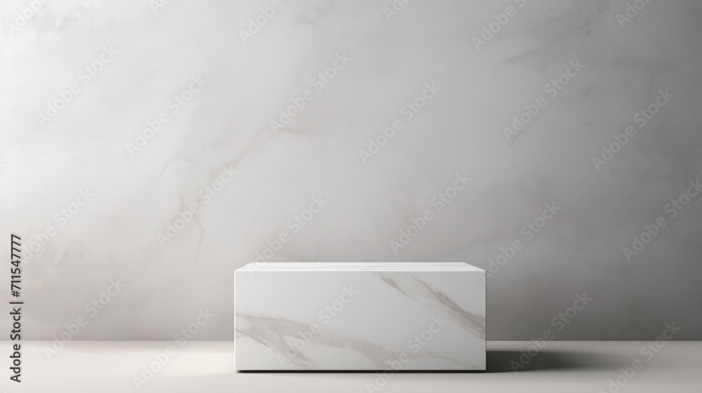luxury white marble rectangular cuboid podium on a white background for ...