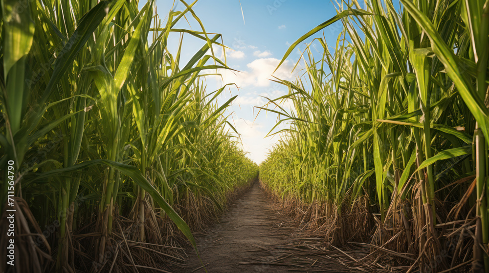 Sugarcane field at sunset. sugarcane is a grass of poaceae family. it ...