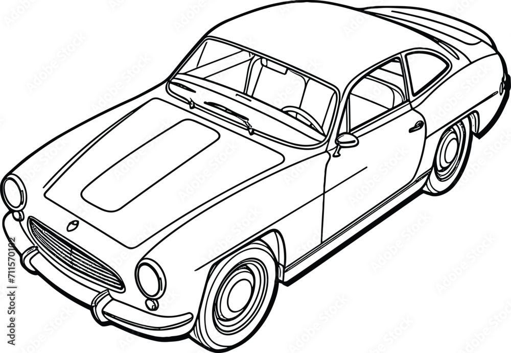 Classic Modern car outline, car coloring page for coloring book, modern ...
