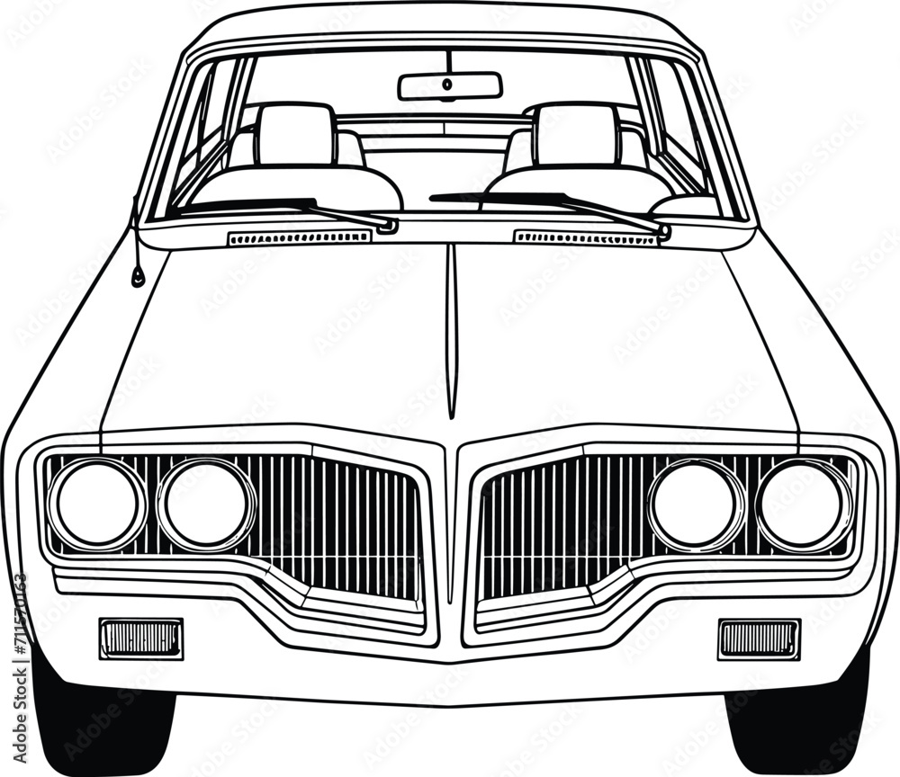 Classic Modern car outline, car coloring page for coloring book, modern ...