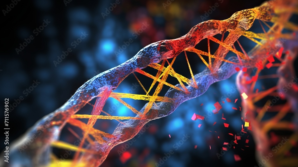 Detailed 3d render of human dna under microscope, highlighting ...