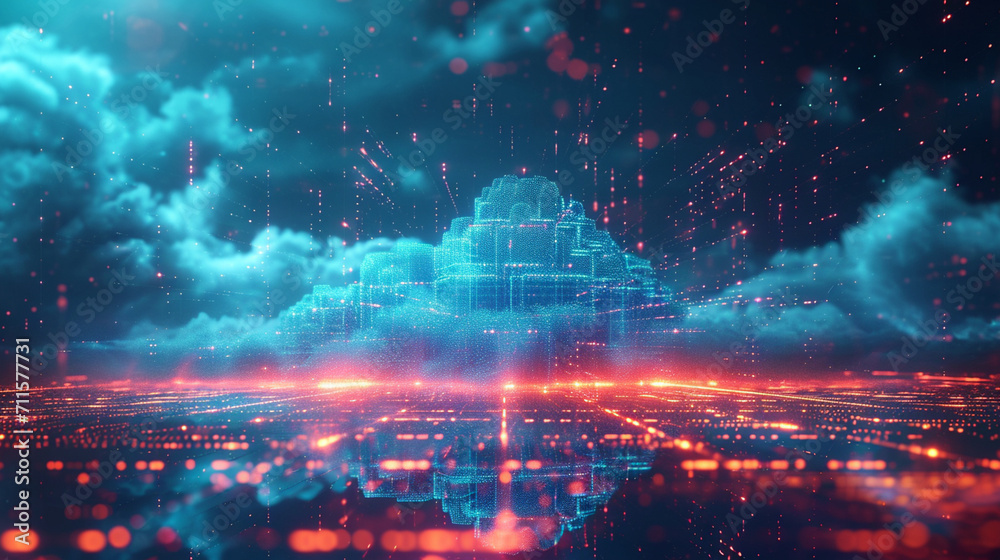 Virtual Cloud Abstract Unleashing The Power Of Digital Data Processing It Seamlessly