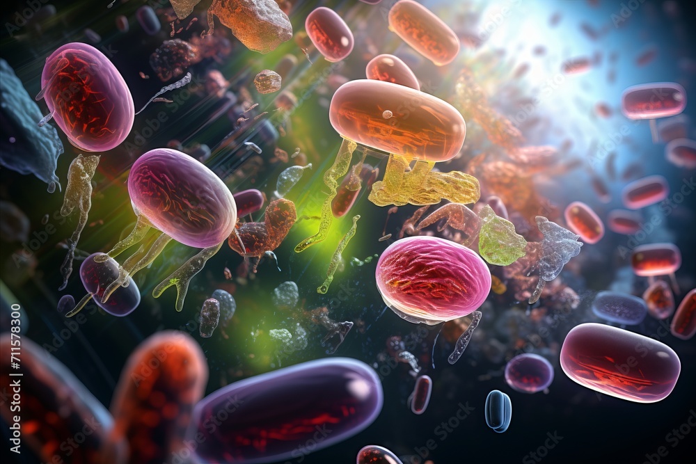 Probiotics bacteria in digestive system microscopic medicine for health ...