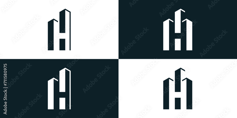 Vector logo design, collection of illustrations of the letter H shaped ...