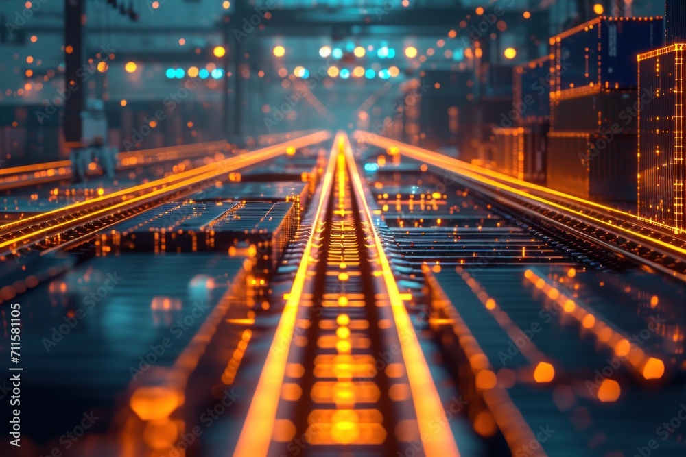 tracking tracing logistics digital overlay depth of field glow white ...