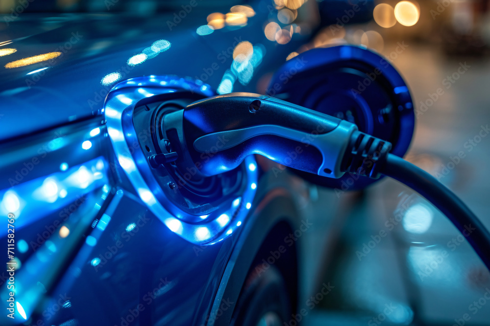 Car charging at electric car charging station. Electric vehicle charger ...